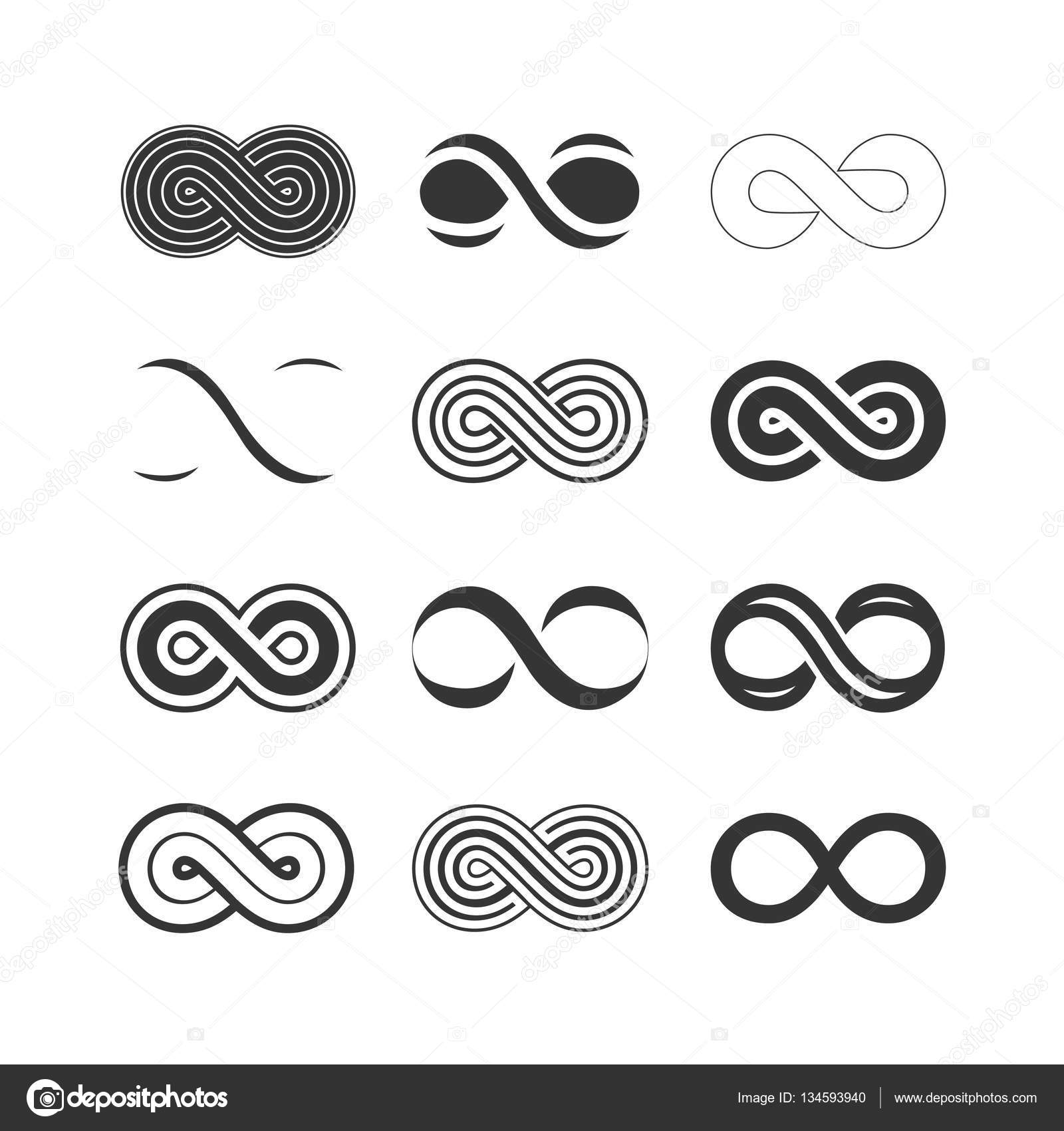 Conjunto de símbolos de infinito vector, gráfico vectorial © Igor_Vkv ...
