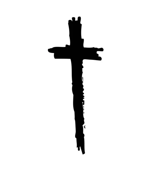 Black Messy Brush Style Cross Isolated White Background Stock Vector by ...