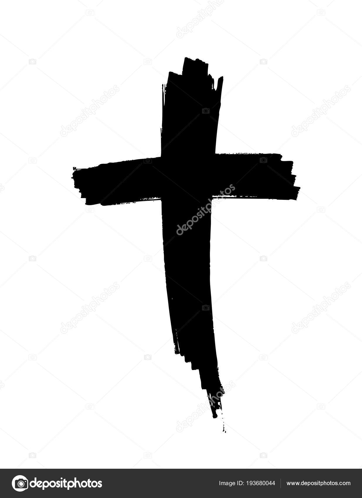 Cruz Dibujada Mano Vector Cruzado Cruz Está Hecha Con Pincel Vector de ...