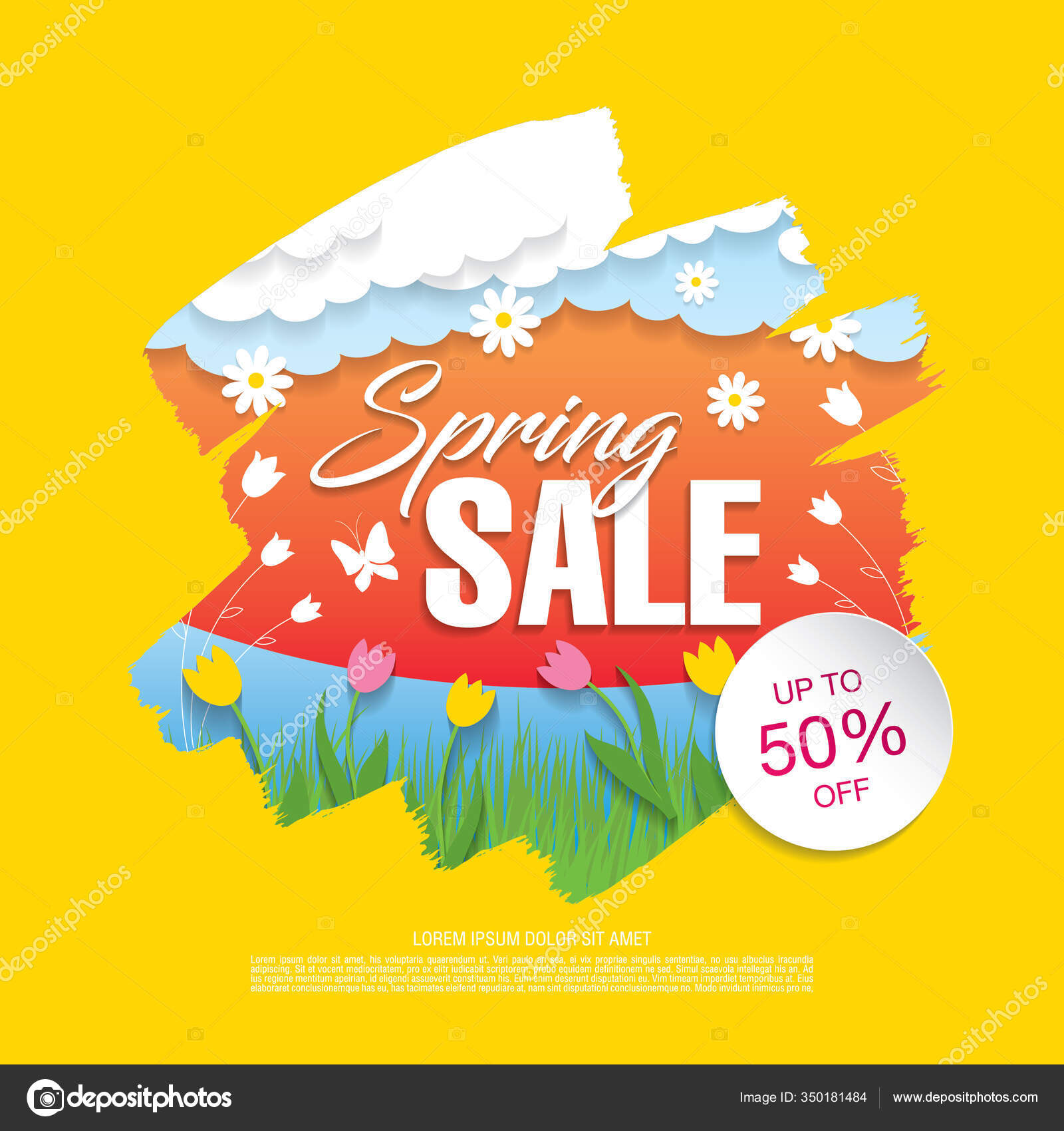 Cute Spring Sale Poster Bright Colours Stock Vector by ©Igor_Vkv 350181484
