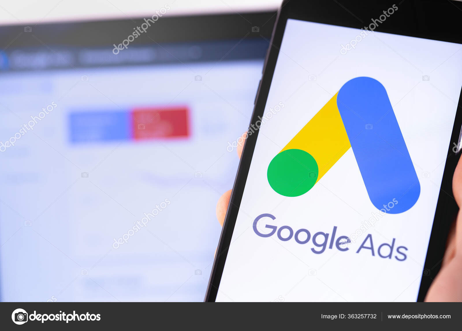 Google Ads Logo Screen Smartphone Notebook Background Ads Service ...