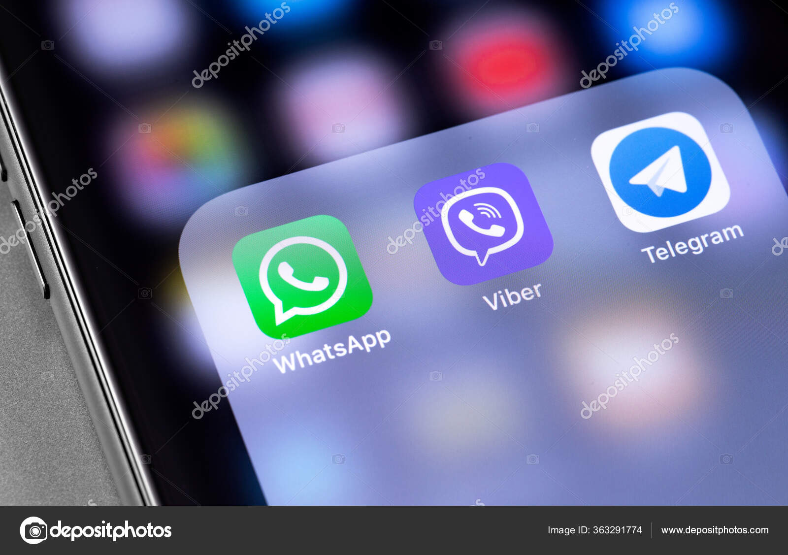 Whatsapp Viber Telegram Icons App Screen Smartphone Social Media Messengers — Stock Editorial ...