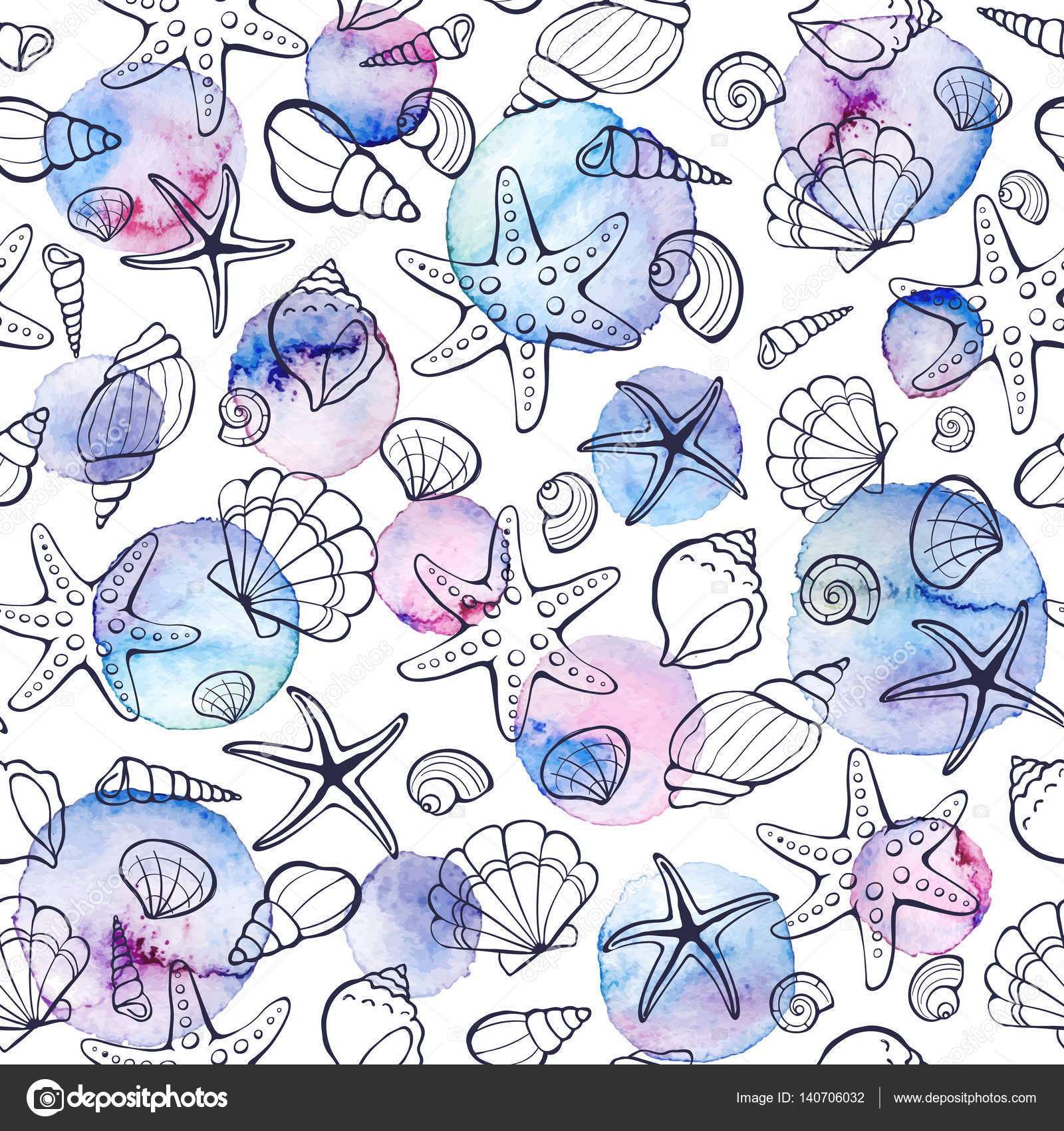 Seashells seamless background Stock Vector Image by ©ollymolly #140706032