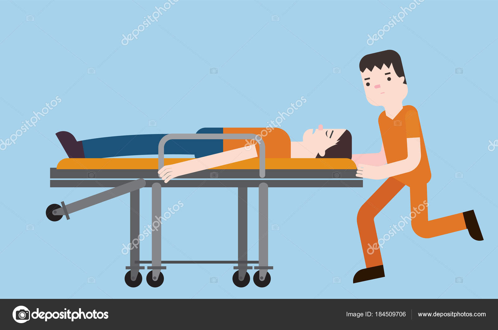 Patient On Stretcher Cartoon