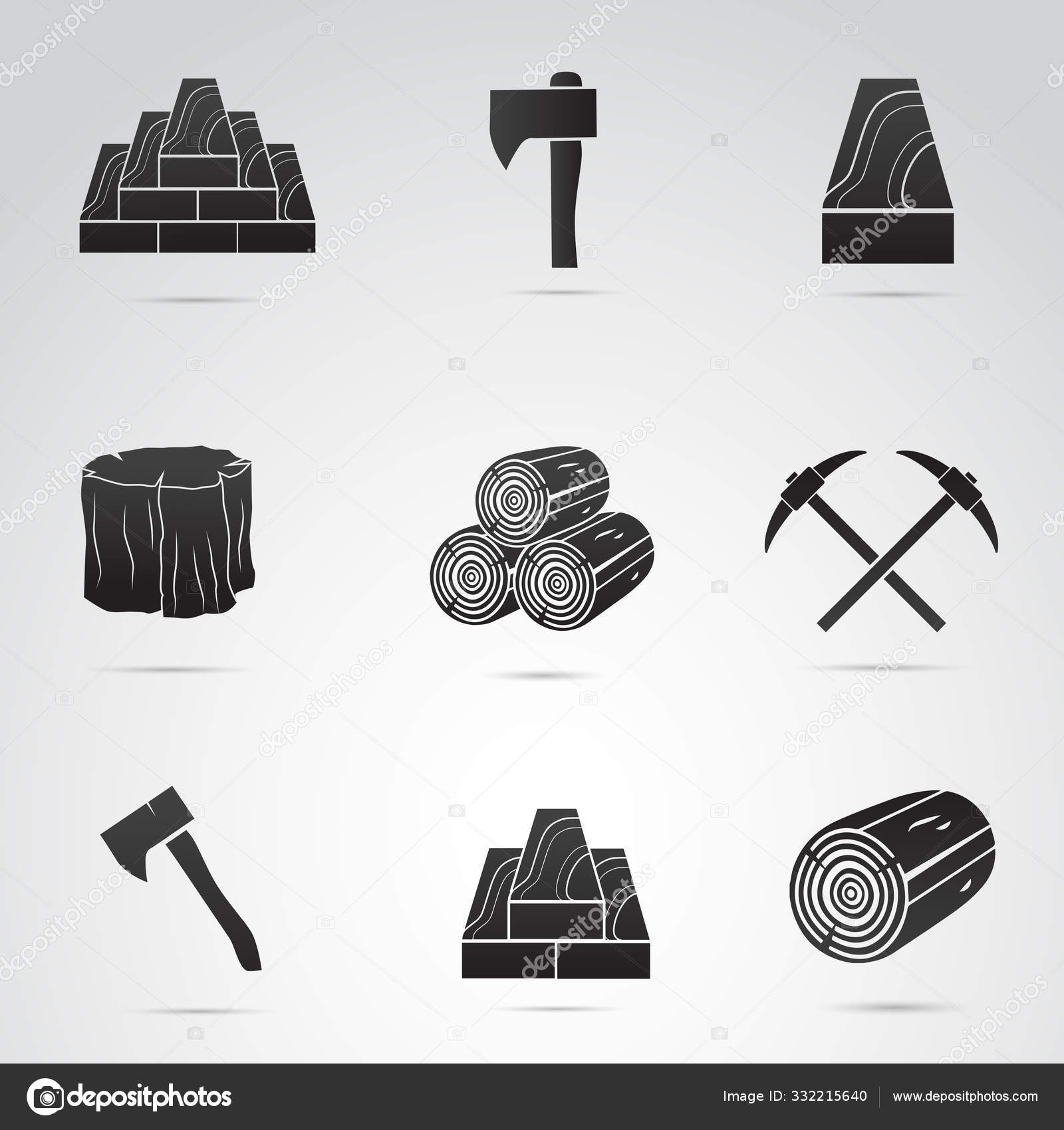 Wood Icon Set Isolated White Background Vector Art Stock Vector by ...