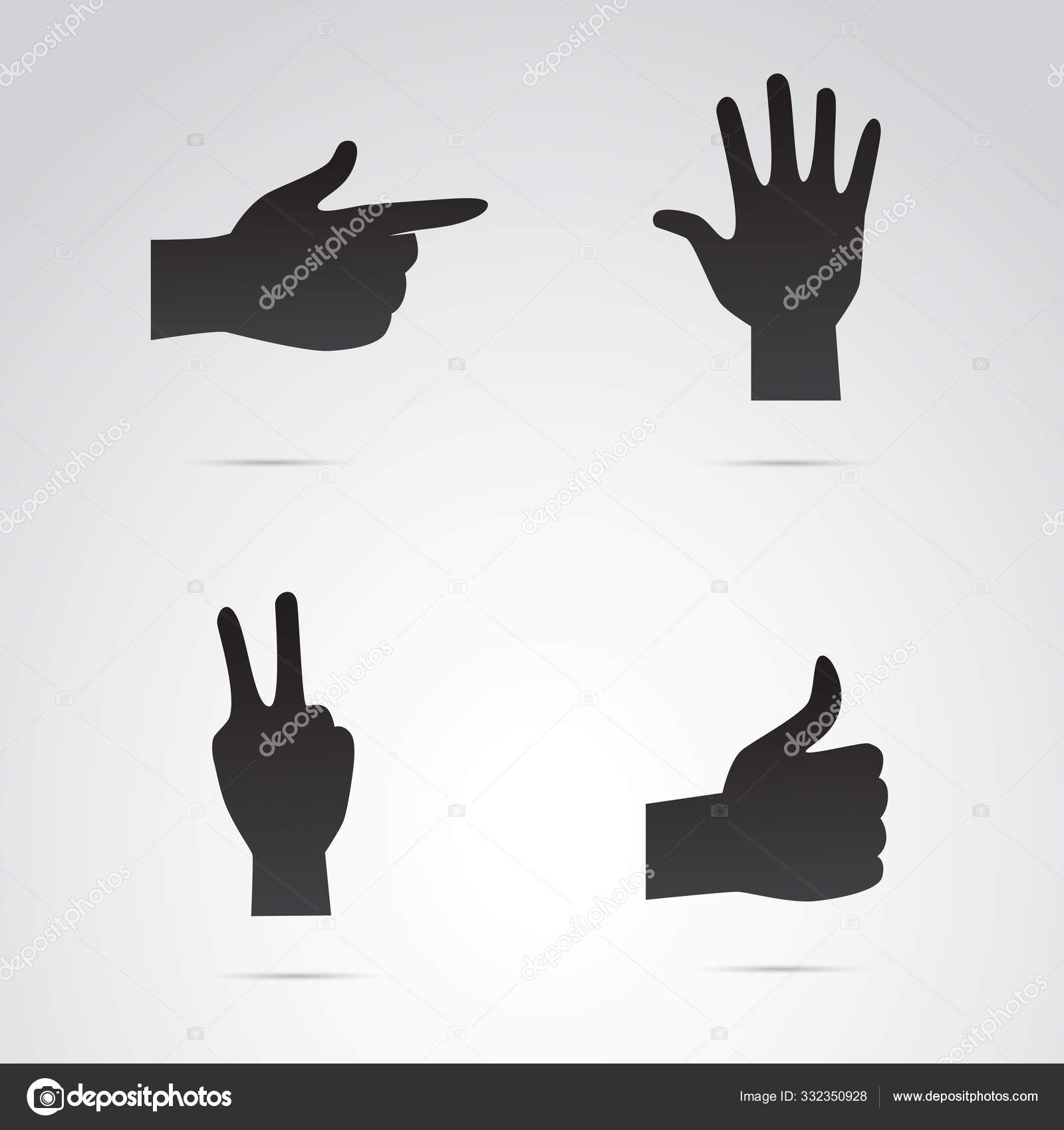 Cartoon Hand Gesture Icon Set Isolated White Background Stock Vector by ...