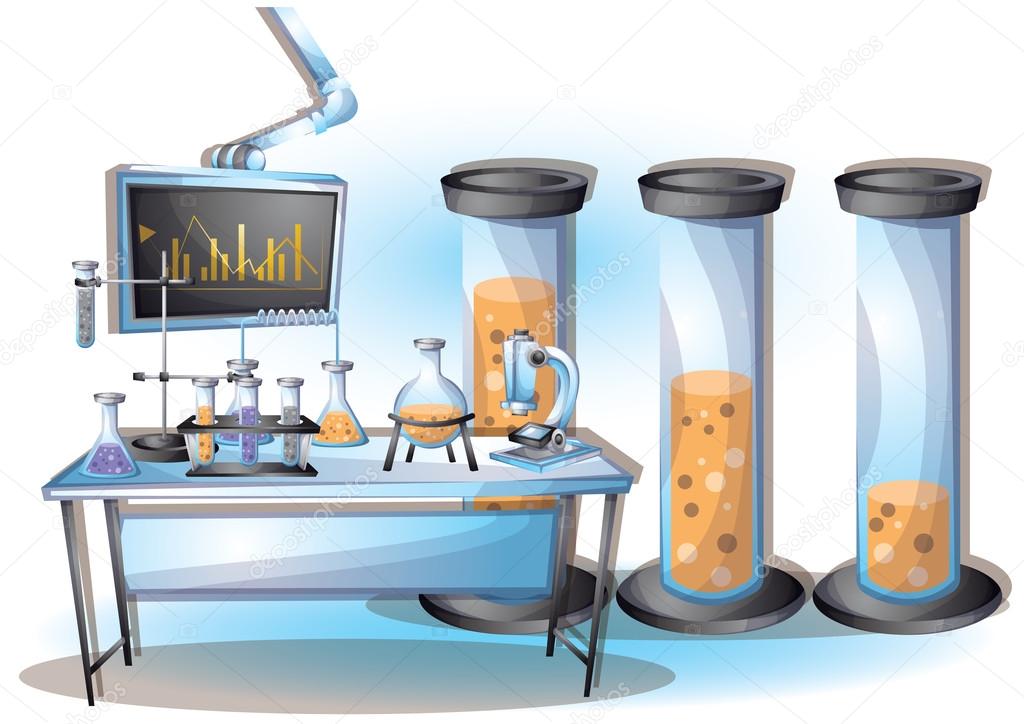 Cartoon vector illustration laboratory interior room with separated ...