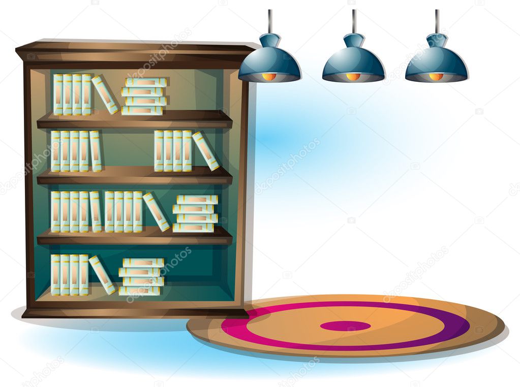 Cartoon vector illustration interior library room with separated layers ...