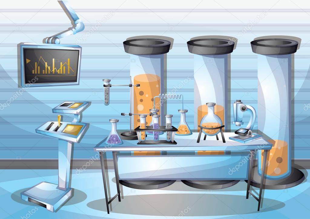 Cartoon Vektor Illustration Labor Innenraum mit getrennten Schichten ...