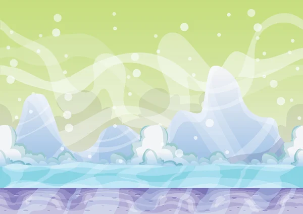 Cartoon vector snow landscape background with separated layers for game ...