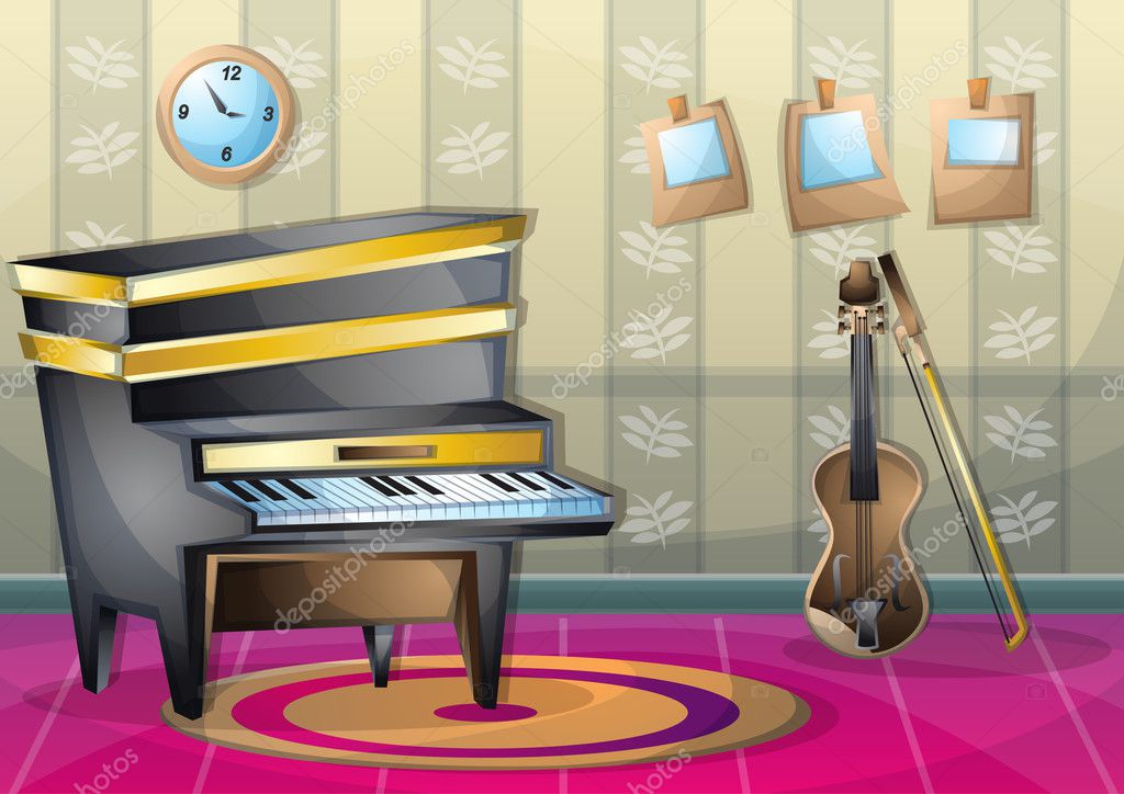 Cartoon vector illustration interior music room Stock Vector Image by ...