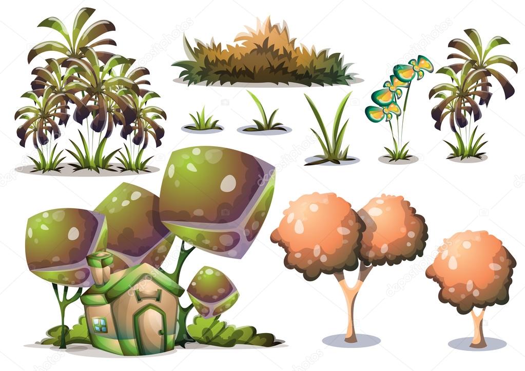 Cartoon vector nature landscape object with separated layers for game ...