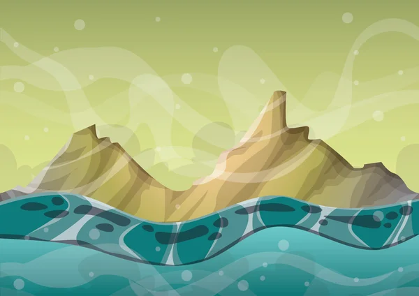 Cartoon vector sea background with separated layers for game art and ...