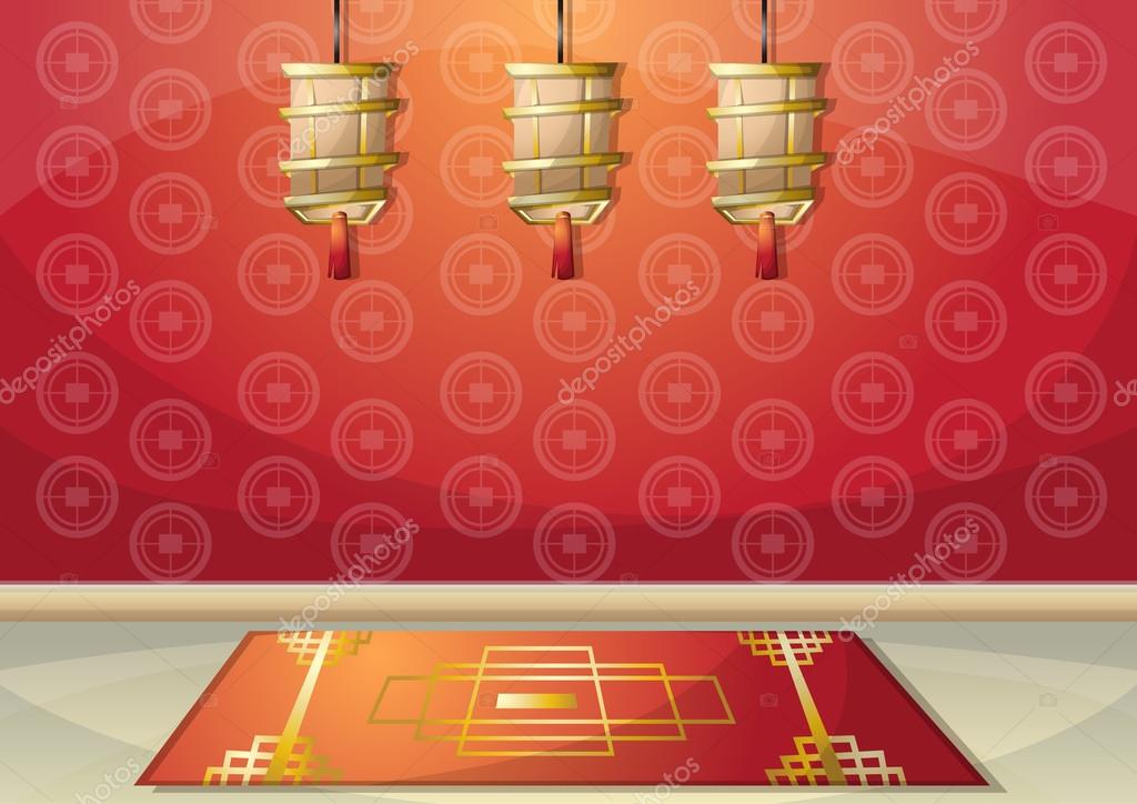 Cartoon vector illustration interior chinese room with separated layers ...