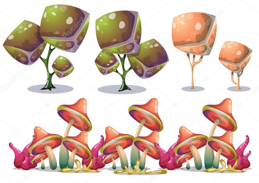 Cartoon vector nature landscape object with separated layers for game ...