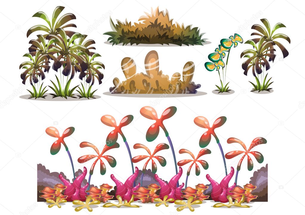 Cartoon vector nature landscape object with separated layers for game ...