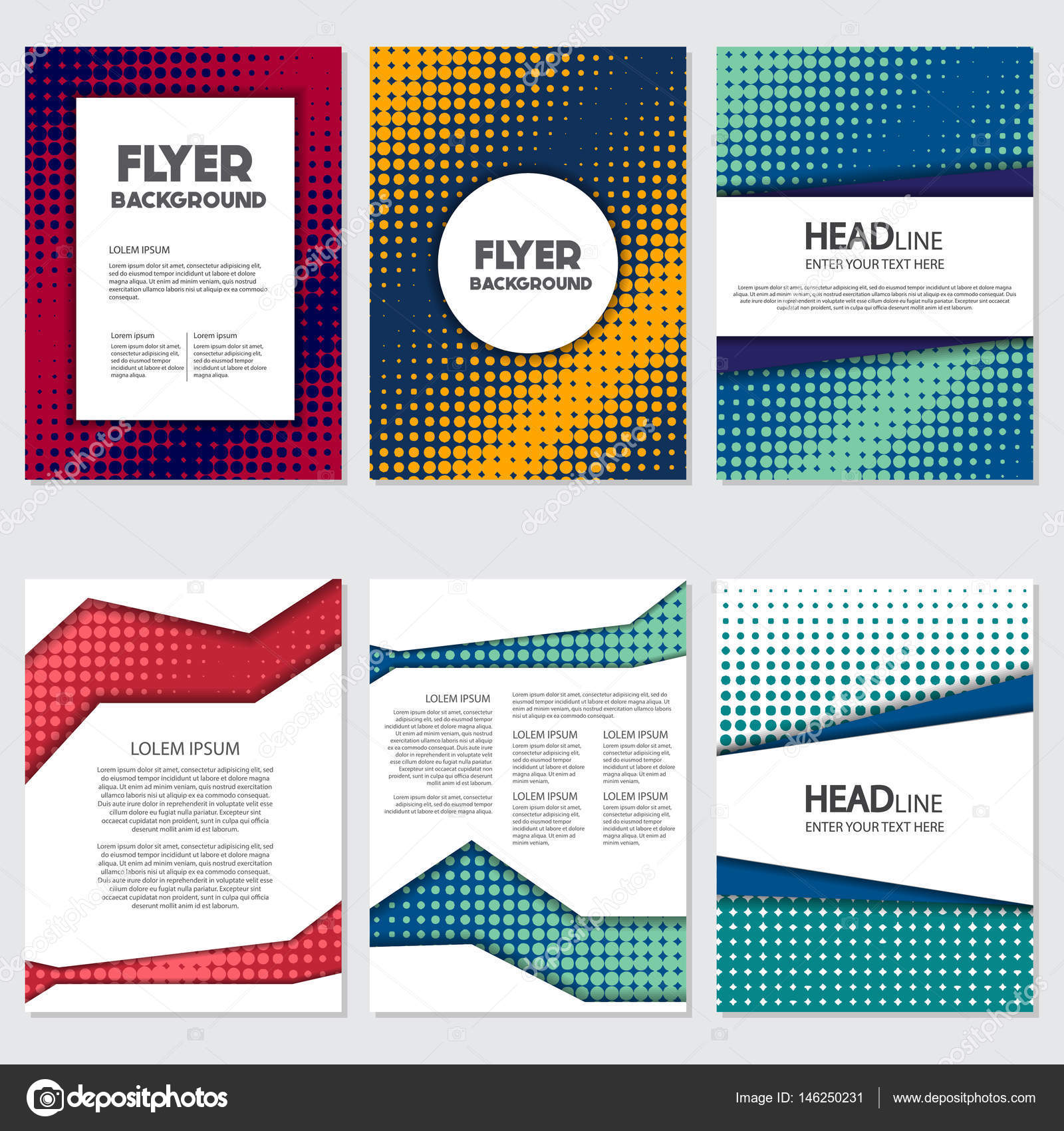 Halftone Flyer style background Design Template Stock Vector by ...