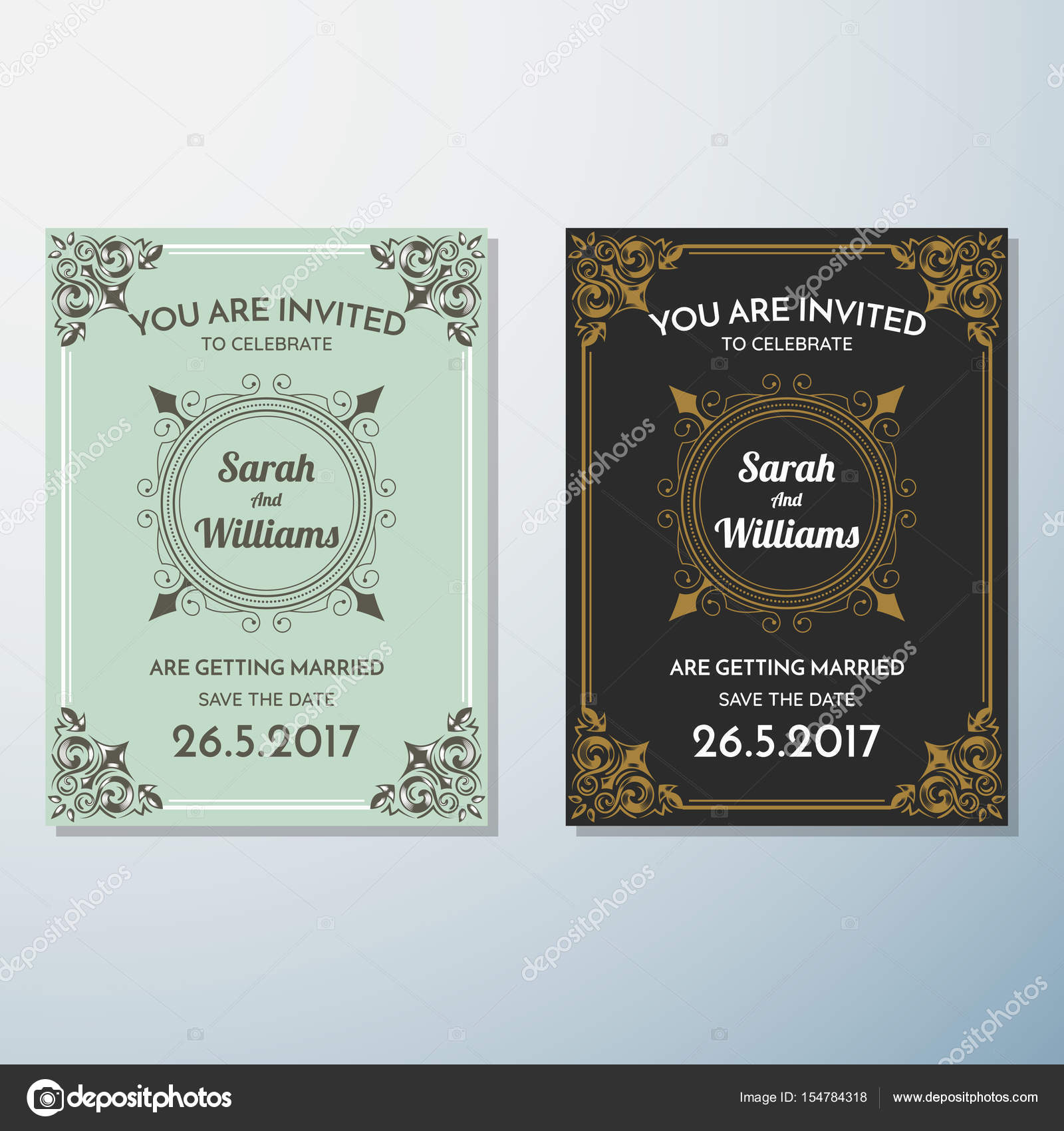 Wedding Invitation Vintage flyer background Design Templat Stock Vector ...