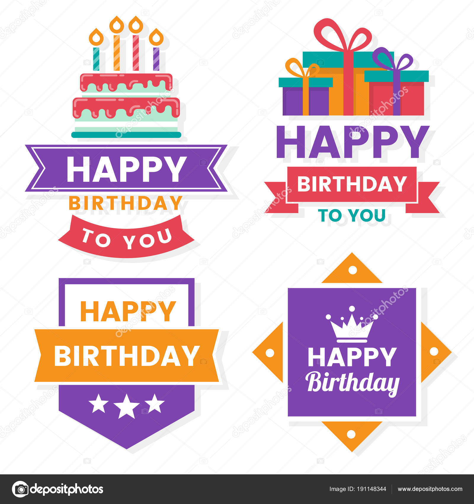 Happy Birthday Vector Logo Banner Poster Flyer Stock Vector Image by ...
