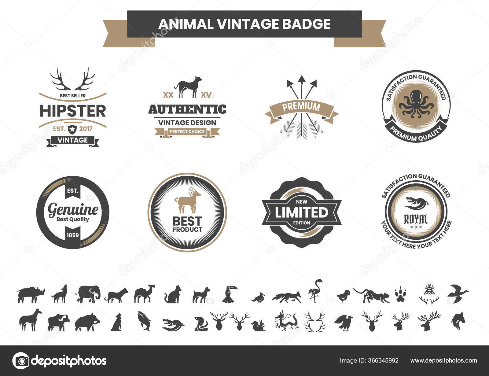 Animal Vintage Vector Banner Stock Vector by ©toonsteb 366345992