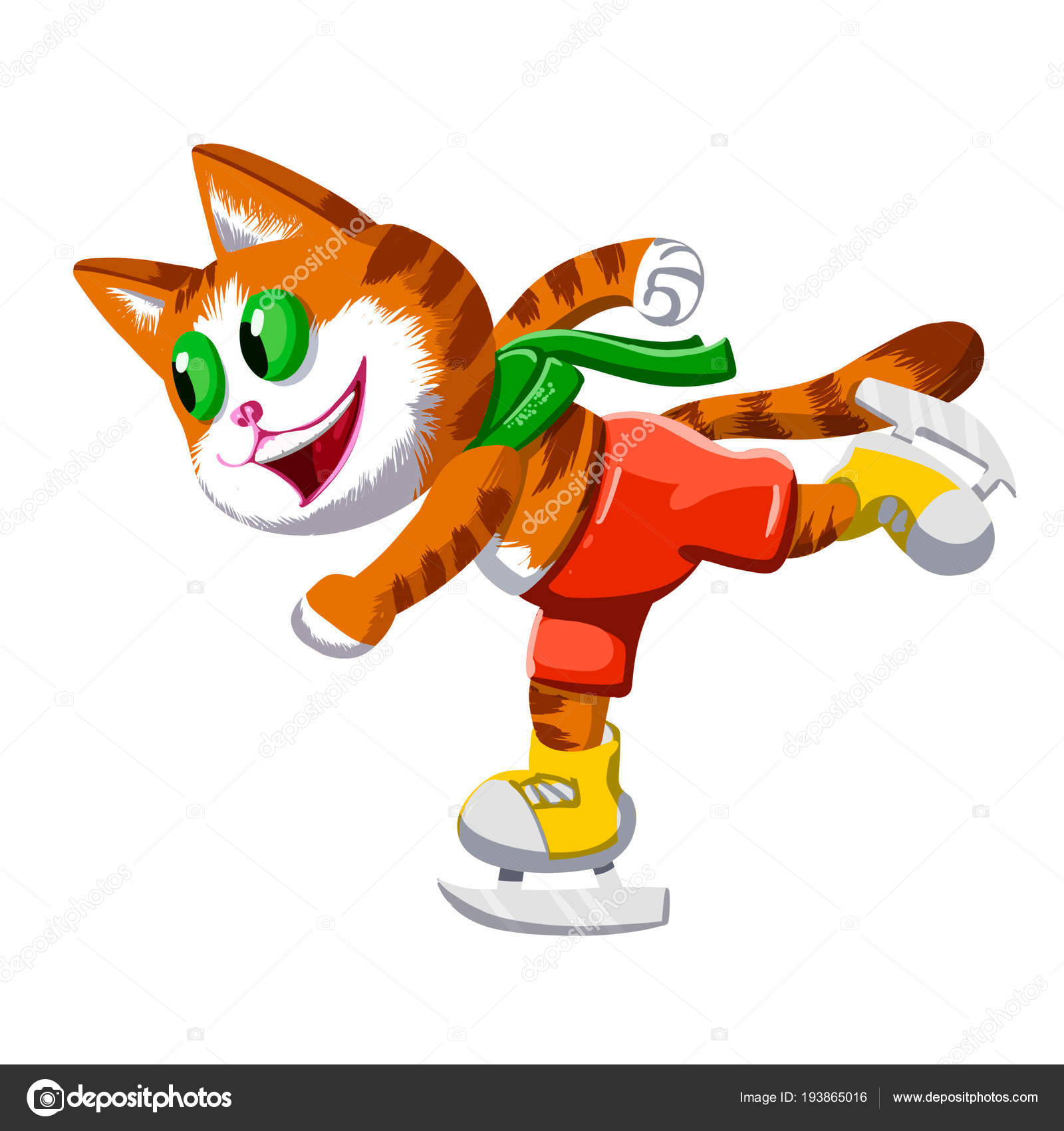 Ice Skating Cat Cartoon Stock Photo by ©Milesthone 193865016