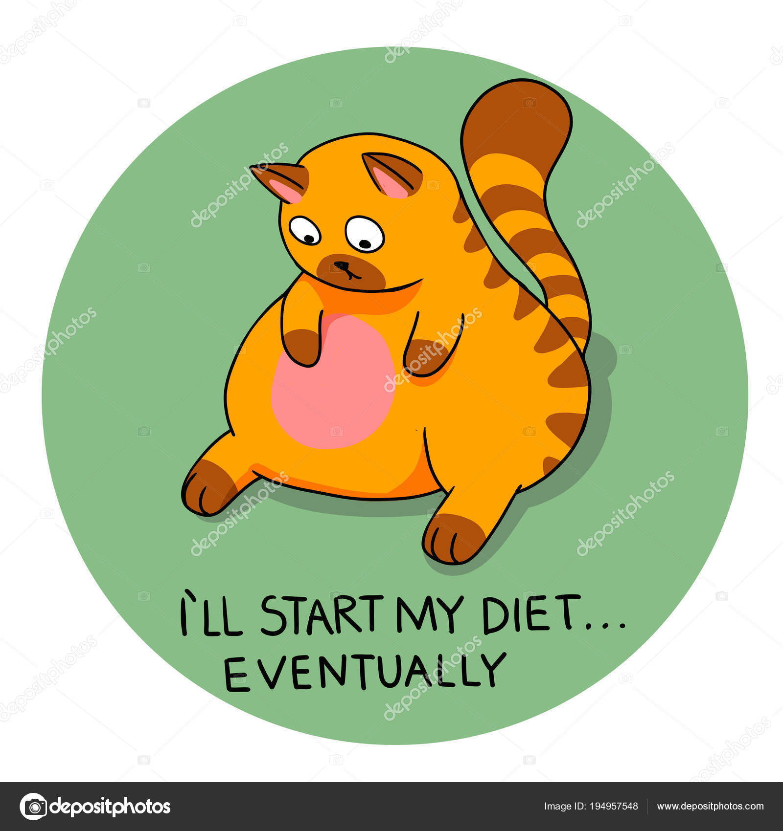 Orange Fat Cat Cartoon Illustration Stock Photo by ©Milesthone 194957548