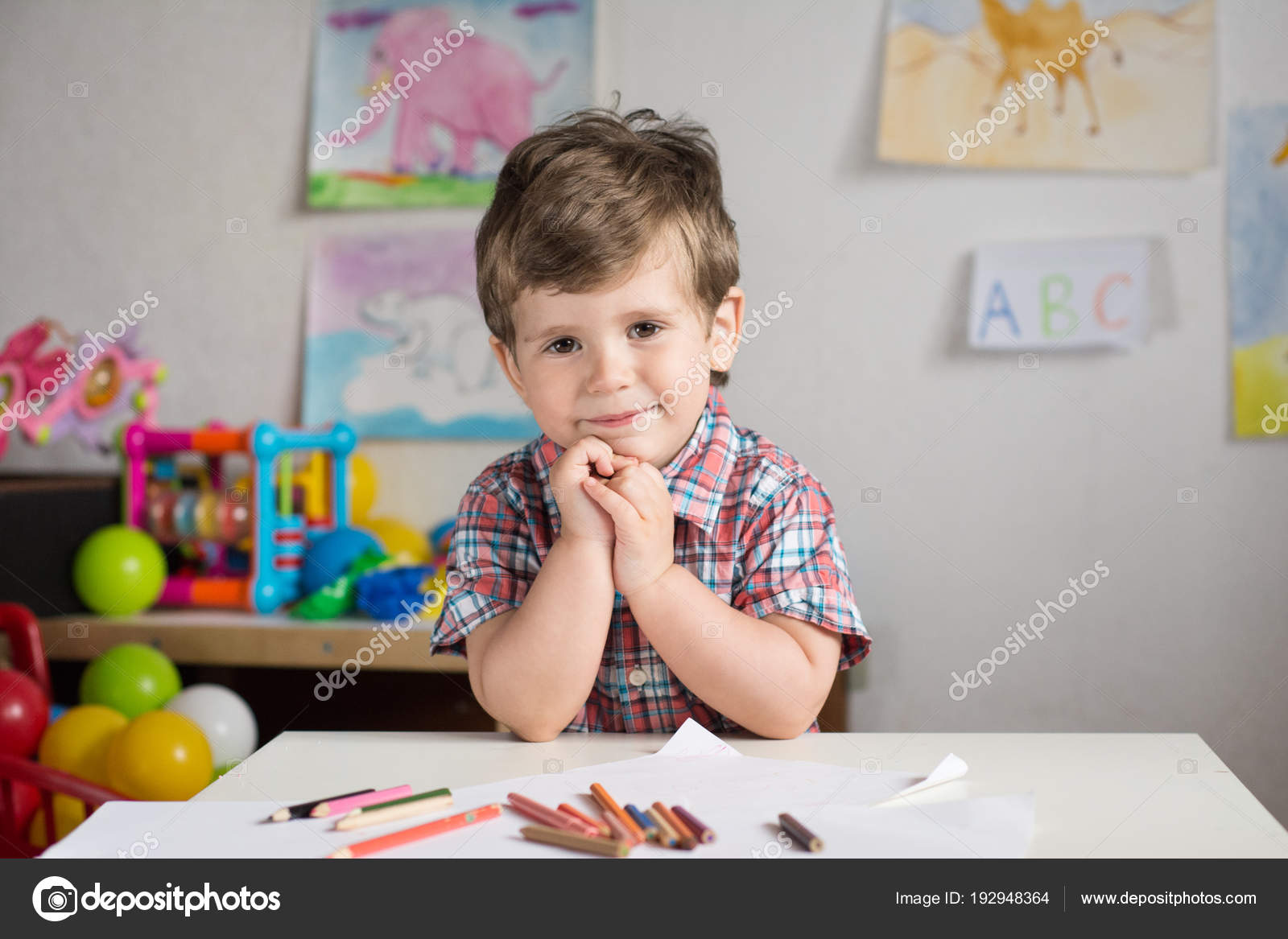 Cute Kid Learn Write Read Lessons Classroom Happy Preschooler Back ...