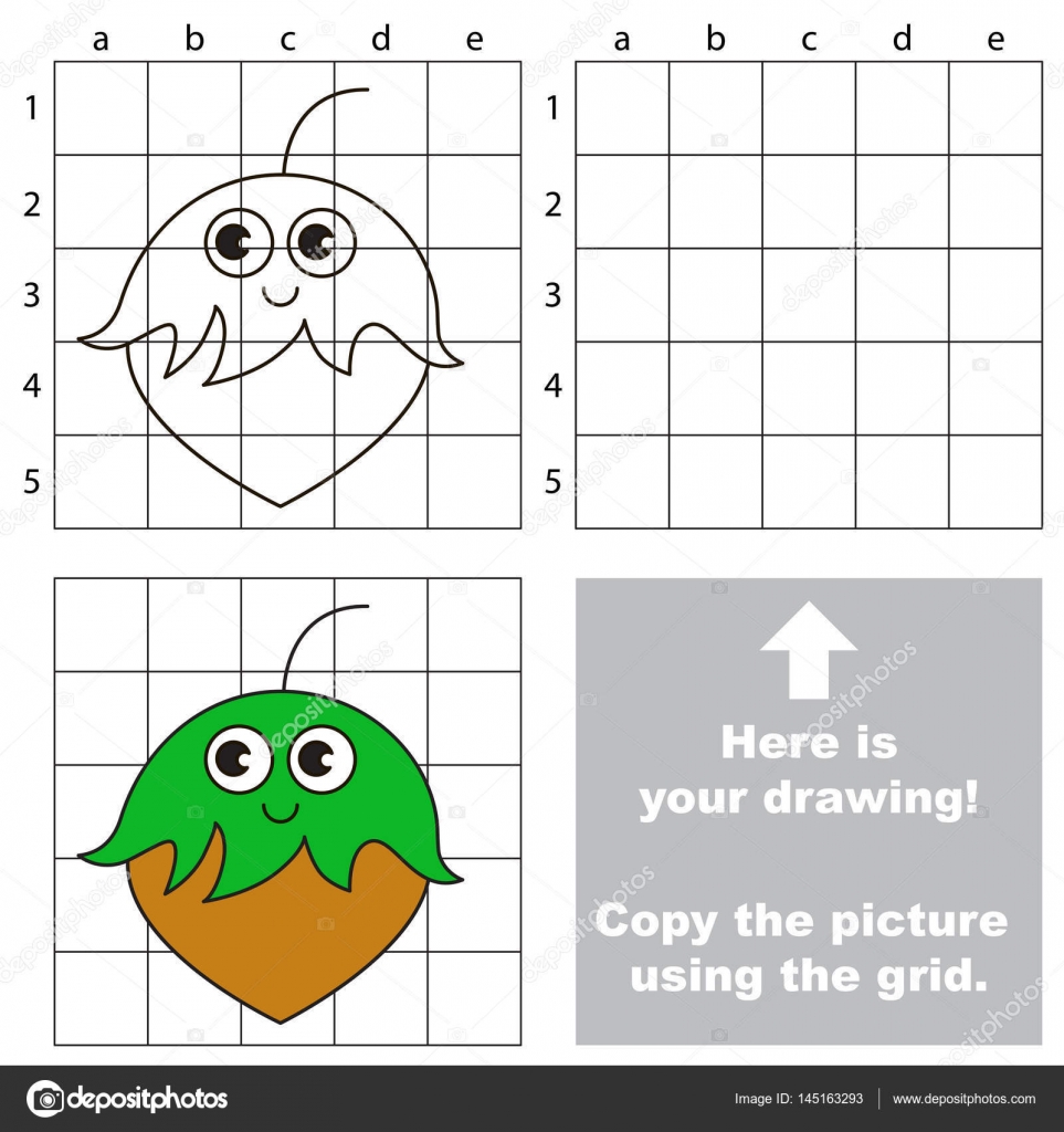 Copy the image using grid, the simple educational kid game. Stock ...