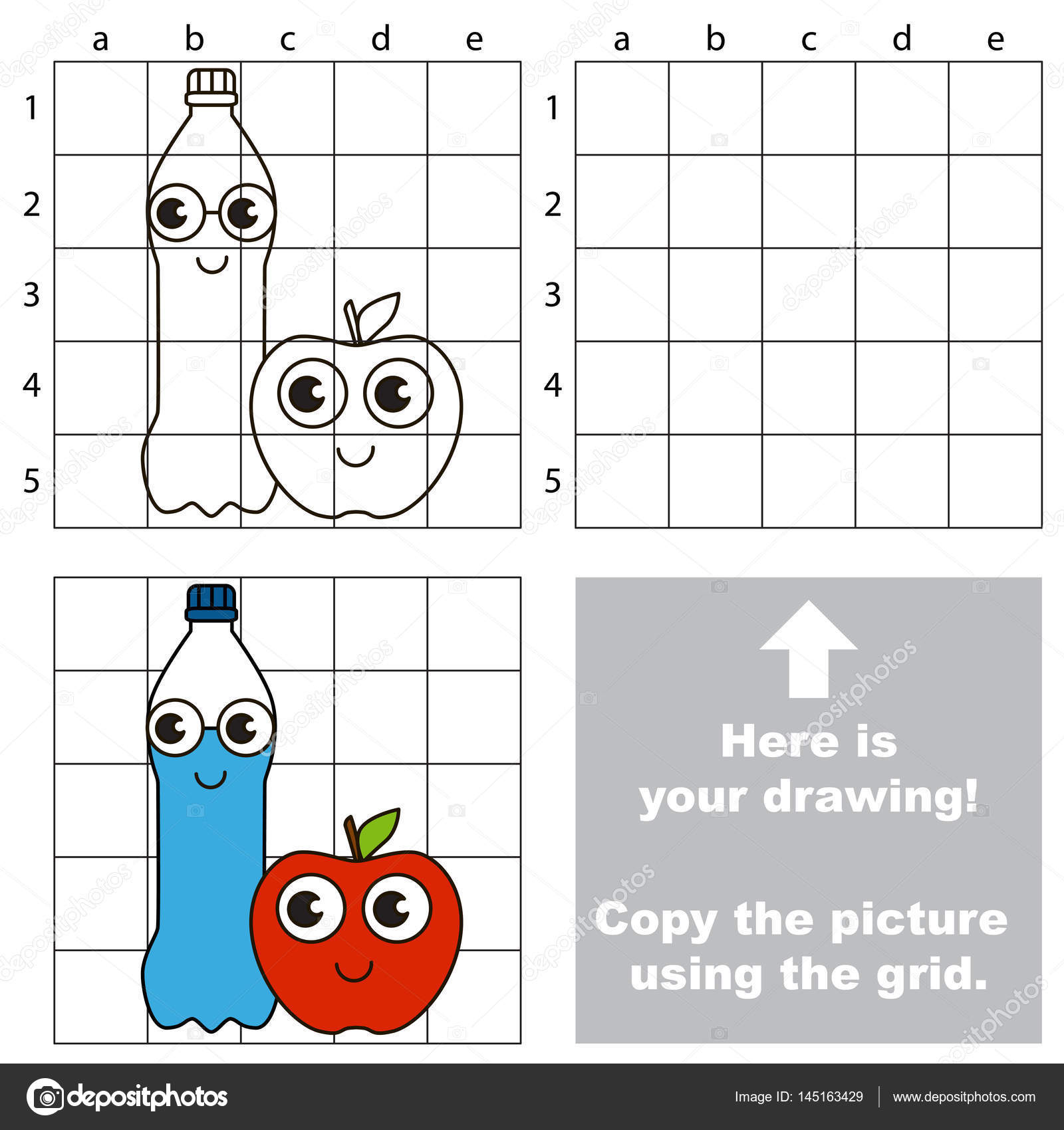 Copy the image using grid, the simple educational kid game. Stock ...