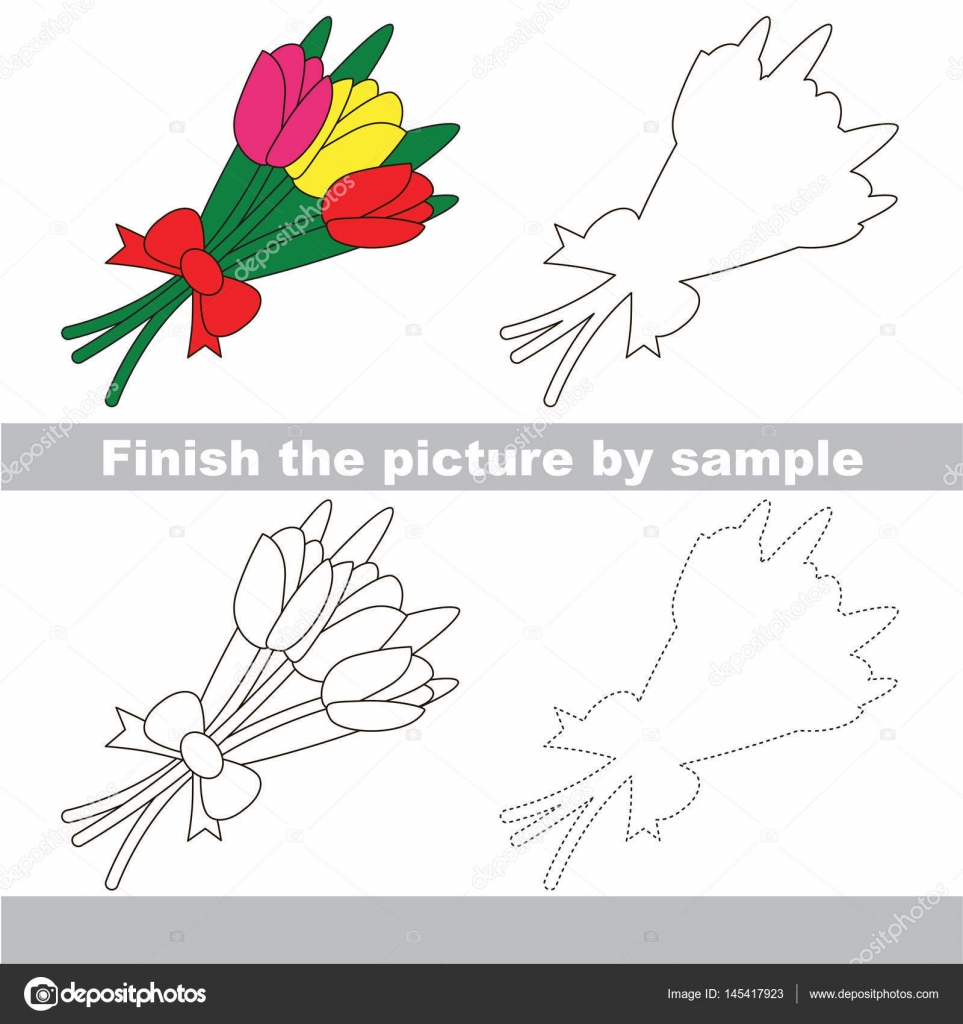 Kid drawing worksheet to complete picture by sample. Stock Vector by ...