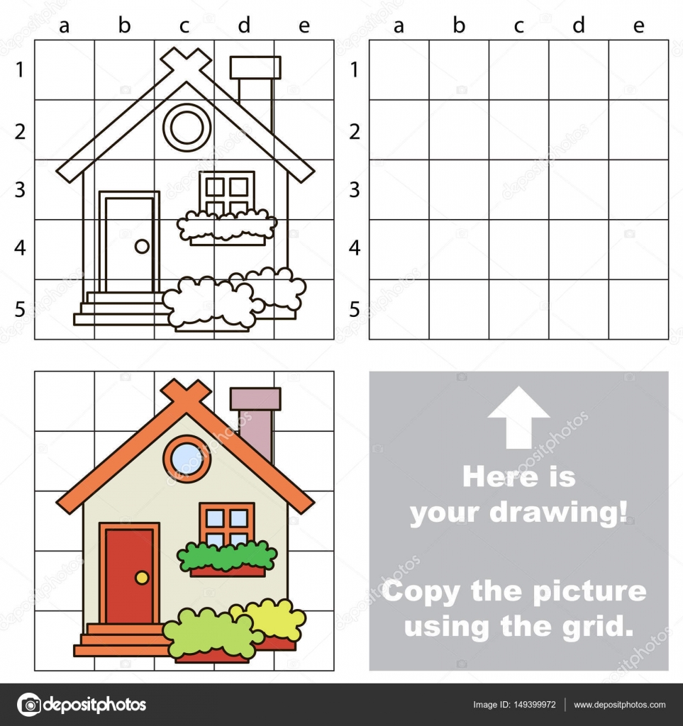 Copy the image using grid, the simple educational kid game. Stock ...