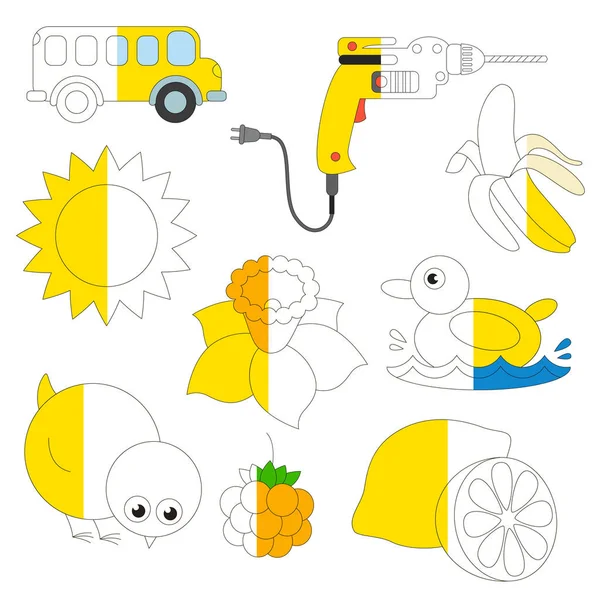 Blue Color Objects, the big kid game to be colored by example half ...