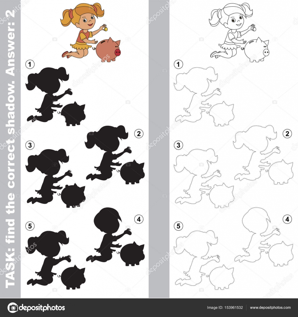 Find true correct shadow, the educational kid game. Stock Vector Image ...