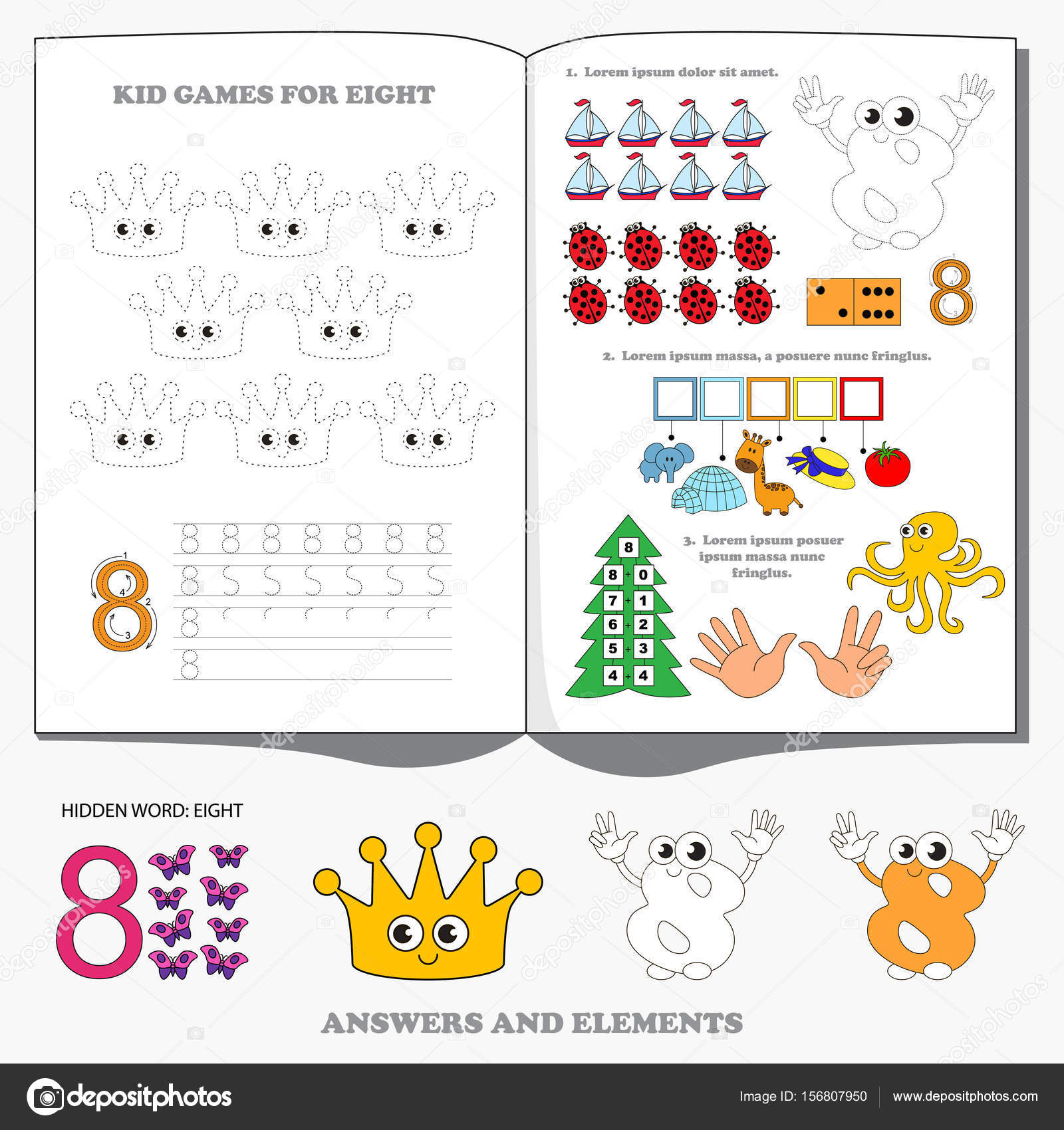 Large Game Set Figure Eight Dot Dot Educational Game Kids Stock Vector ...