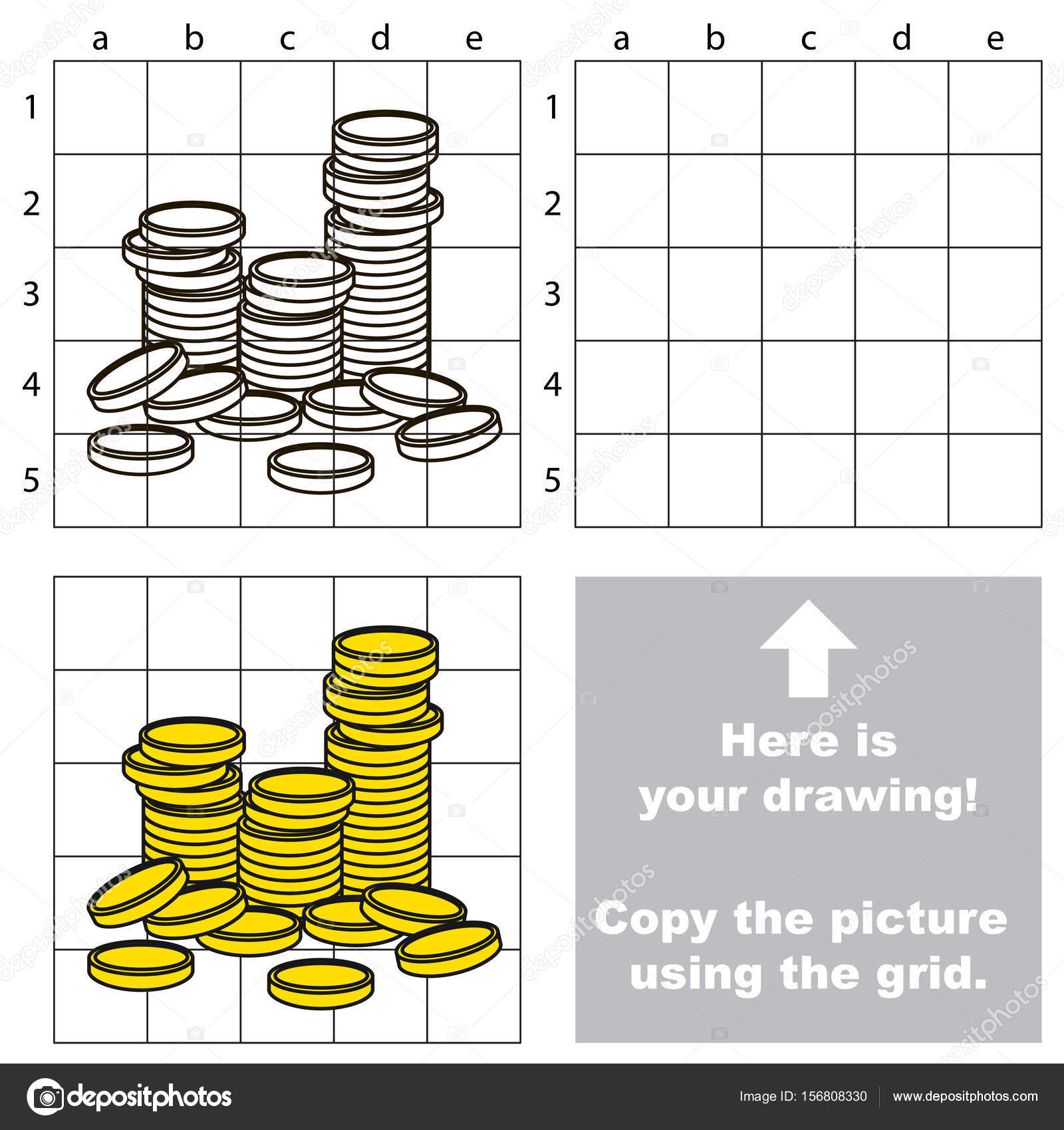 Copy Picture Using Grid Lines Simple Educational Game Preschool ...