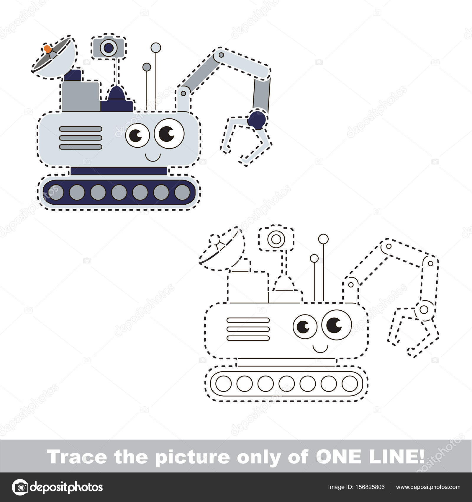 Mars Rover Traced Only One Line Tracing Educational Game Preschool ...