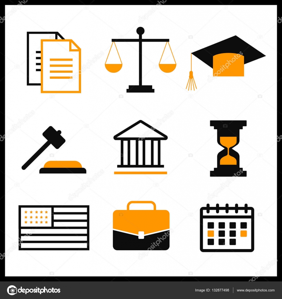 Law and justice thin line vector icons. The legal system, judge, police ...