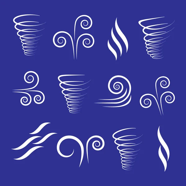 Wind icons nature, wave flowing, cool weather, climate and motio ...