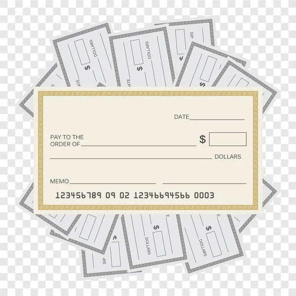Templat cek kosong. Periksa templat vektor. Cek perbankan menggoda ...