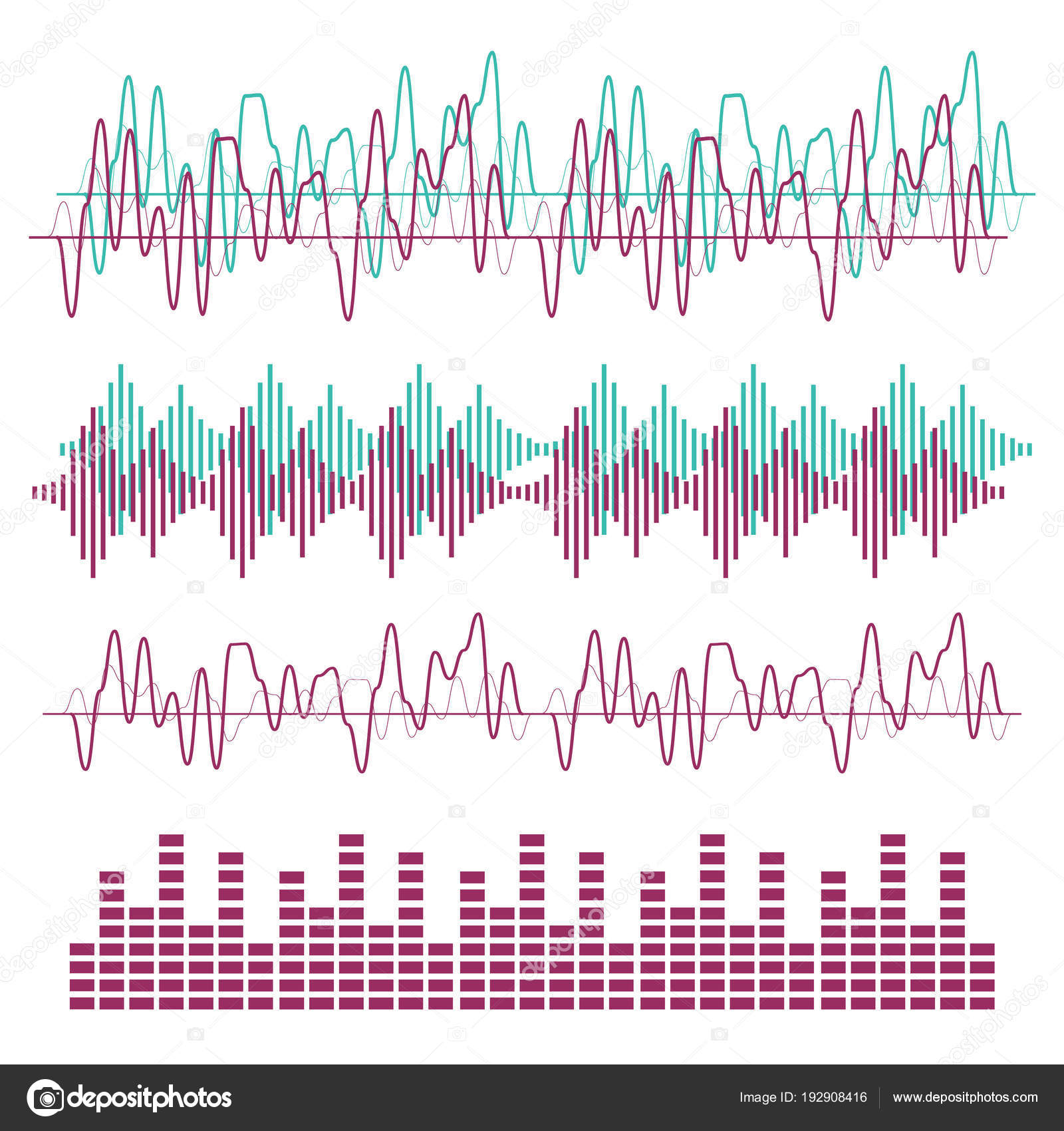 Schallwellen-Vektor. Schallwellen-Zeichen und -Symbol im flachen Stil ...