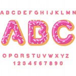 Donuts ABC. pie alphabet. Baked in oil letters. icing and sprink Stock ...