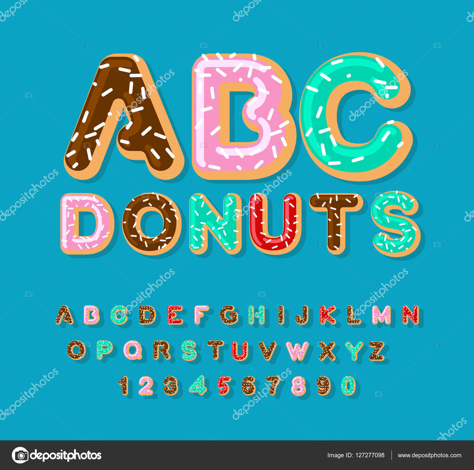 Donuts ABC. pie alphabet. Baked in oil letters. icing and sprink Stock ...