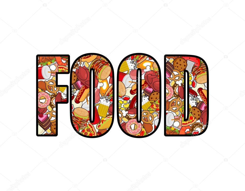 Tipografía de alimentos. Cartas de alimentación. Cartas de carne. Pizza ...