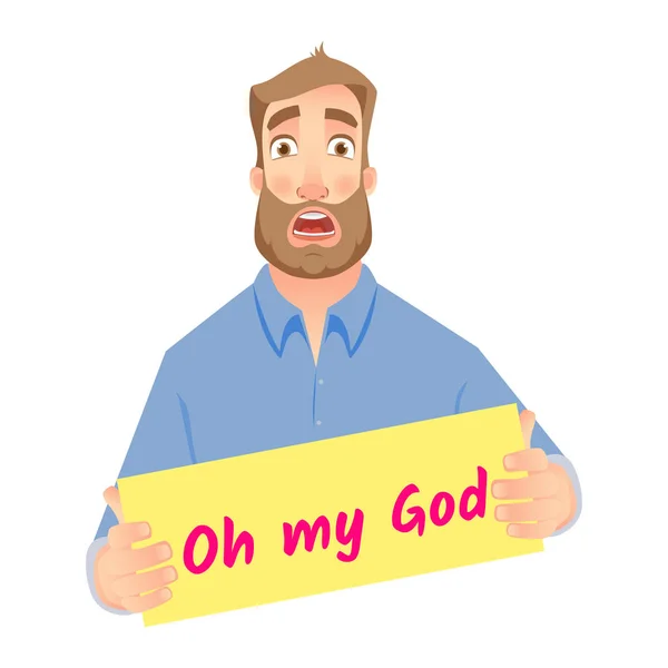 Man holding welcome sign — Stock Vector © ollegN #187934538