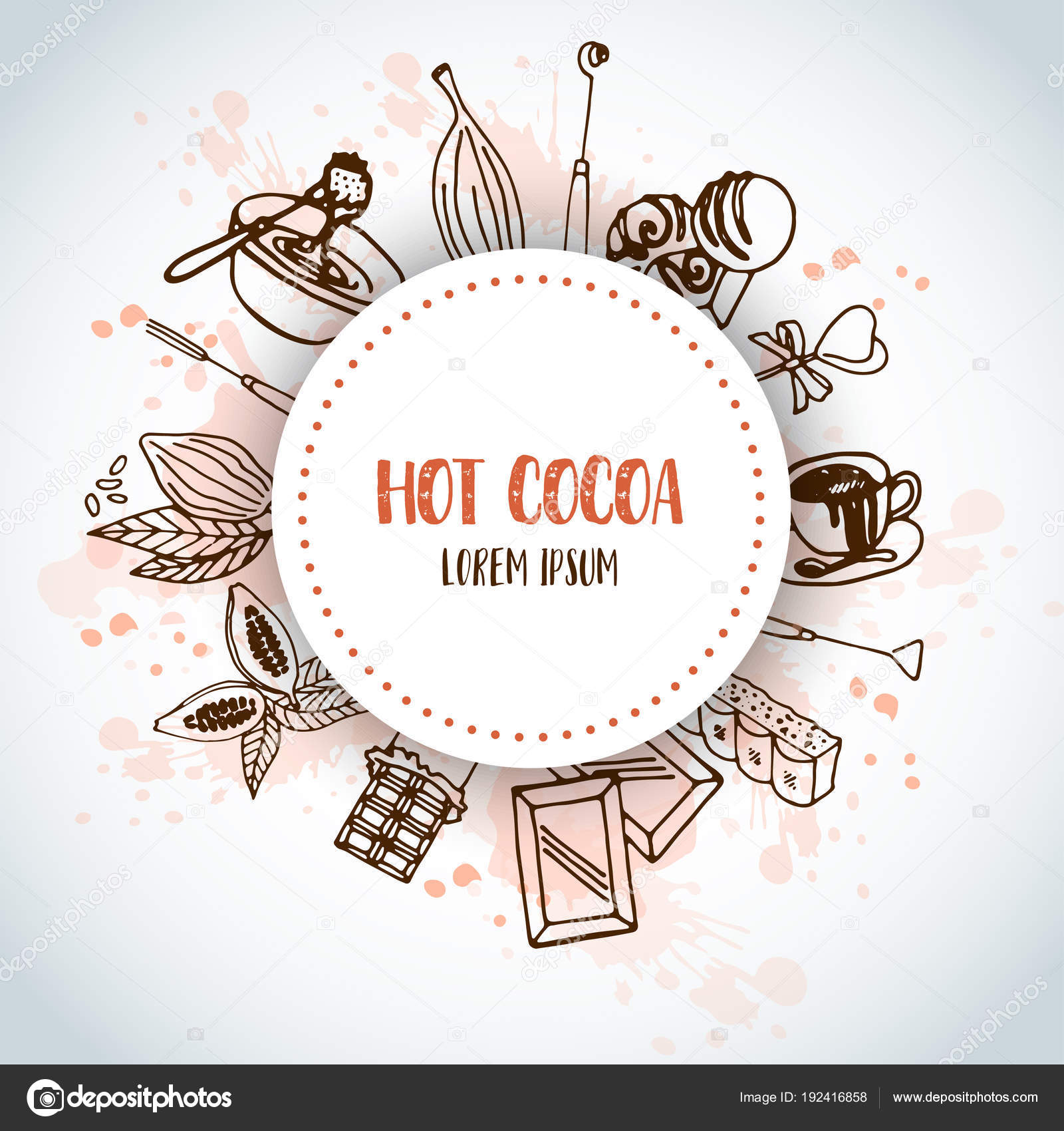 Hot cacao background. Chocolate card. Design menu for restaurant, shop ...