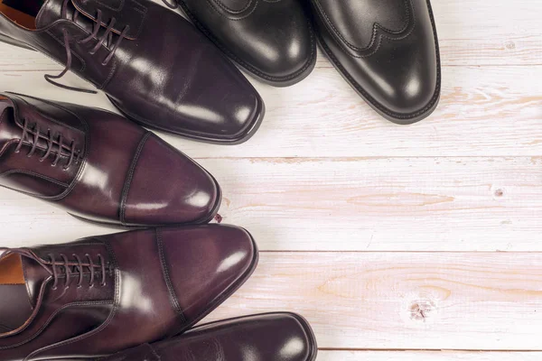 mens shoes on white background. copy space for text. - Stock Image ...