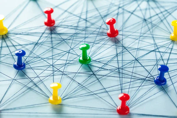 Network with pins concept, close up - Stock Image - Everypixel