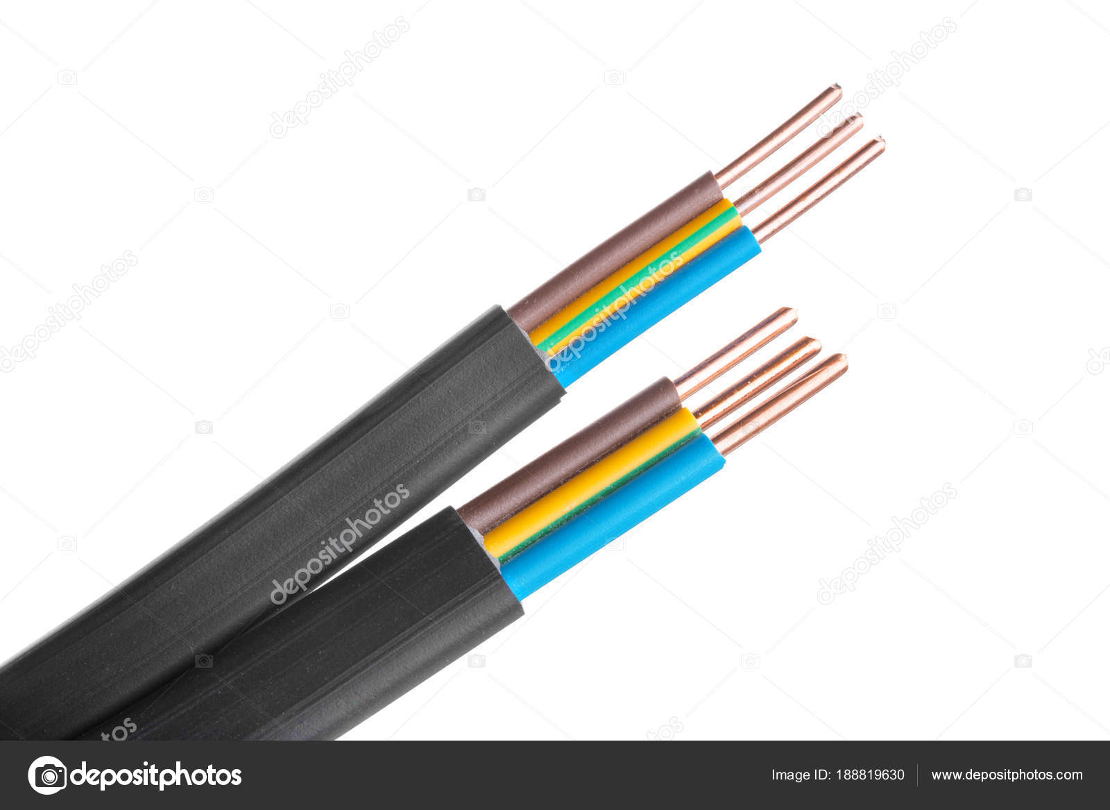 Electric Screened Cable Many Wires Isolated White Background Stock ...