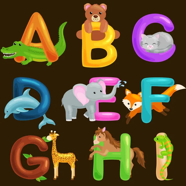 Animals alphabet set for kids abc education in preschool. — Stock ...