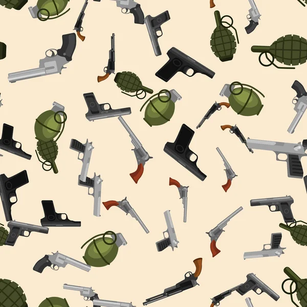 Military gun seamless pattern, automatic and hand weapon in magazine ...